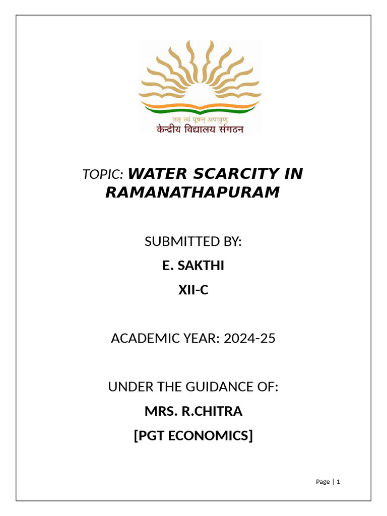 Economics Project Front Page | PDF