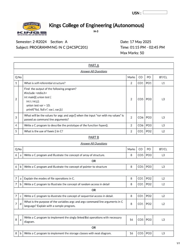 24cspc201 Cat III QP | PDF