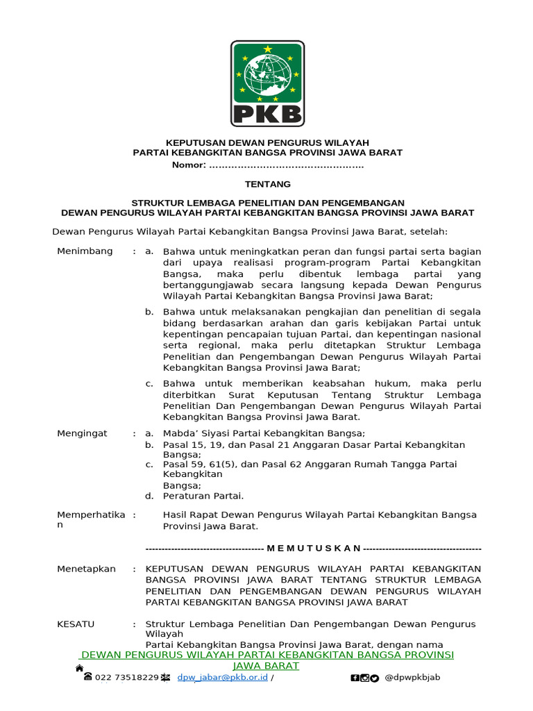 (Contoh) Draft SK Lembaga Penelitian Dan Pengembangan | PDF