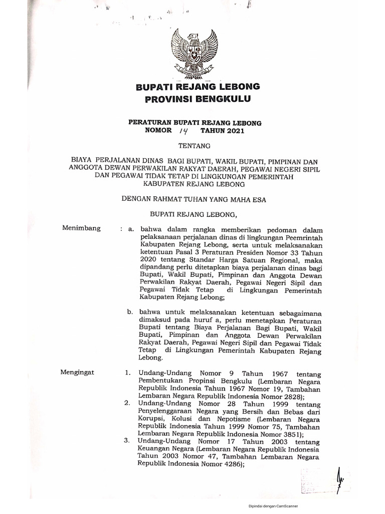 Perbup SPPD 2021-1 | PDF