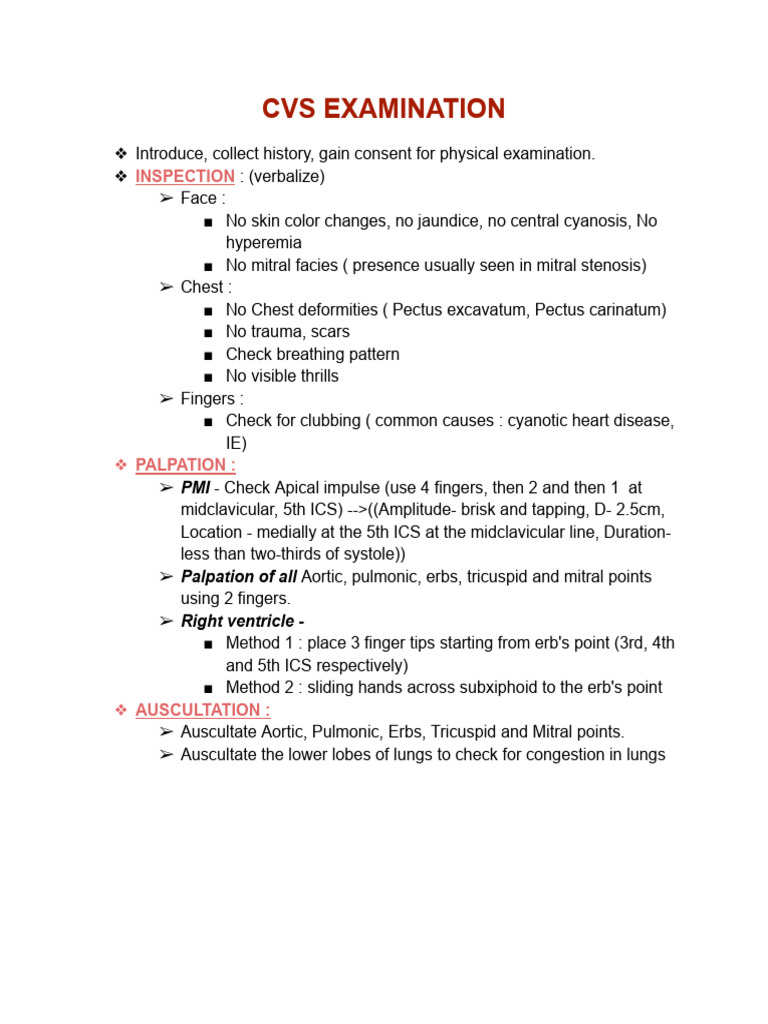 Cvs Examination | PDF
