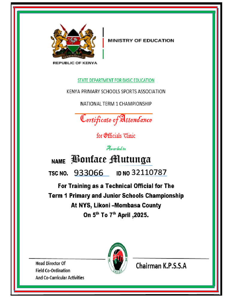 Bonface Mutunga Cert | PDF