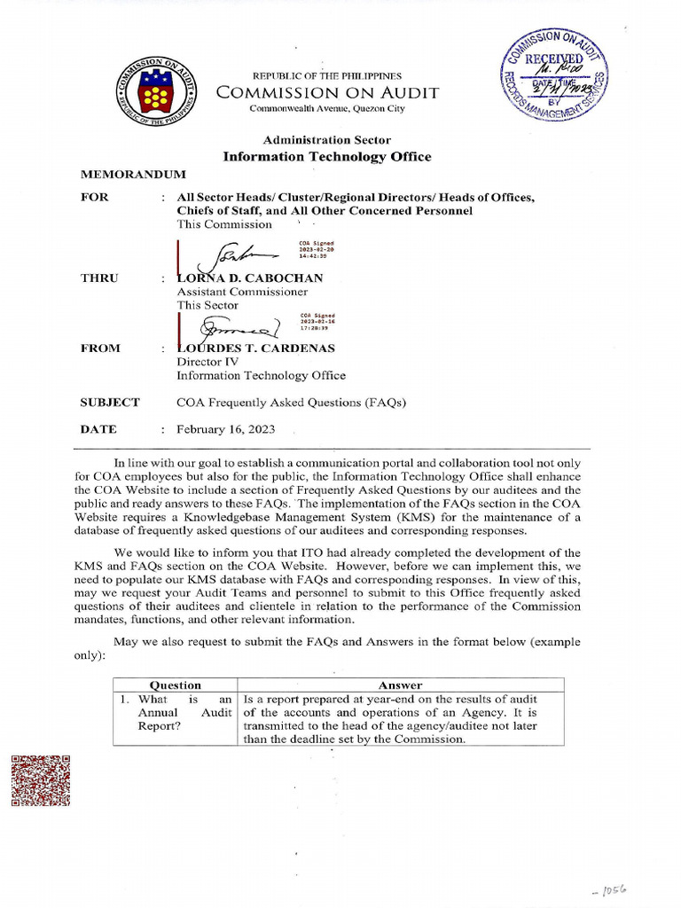 COA Frequently Asked Questions (FAQs) - 0001 | PDF