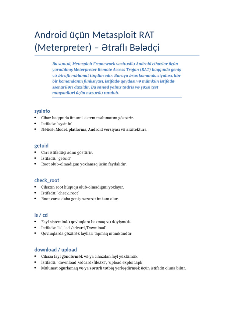 Metasploit Android RAT Tam Beledci | PDF