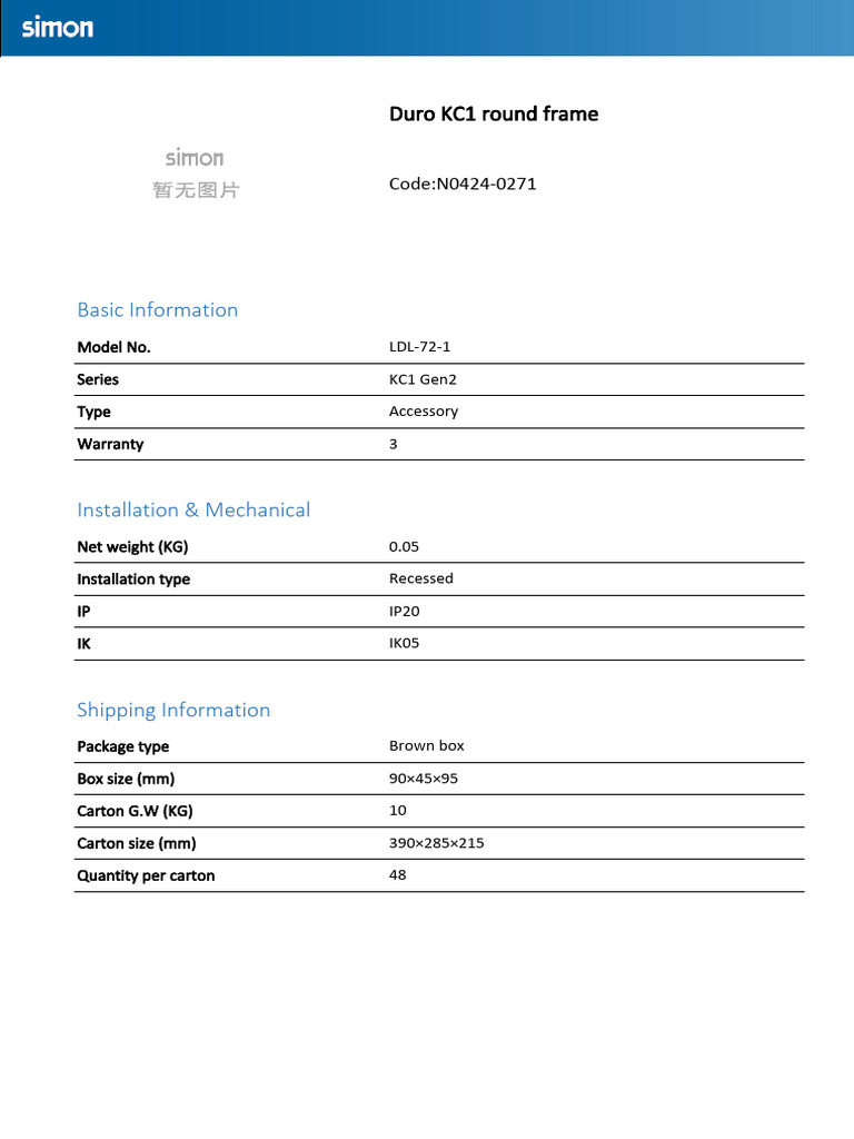 Basic Information: Duro KC1 Round Frame | PDF
