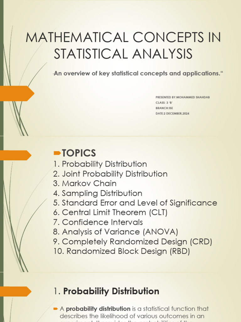 Mathematical Concepts in Statistical Analysis | PDF | Probability Distribution | Statistical ...