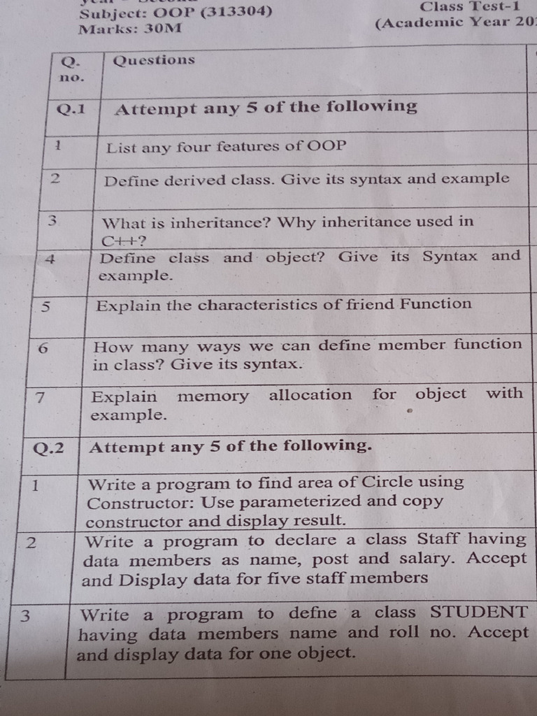 Oop Pratice Paper | PDF