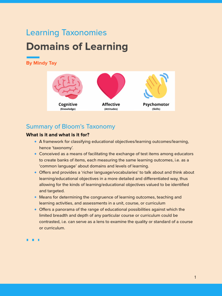 Domains of Learning Learning Taxonomies | PDF | Learning | Neuroscience