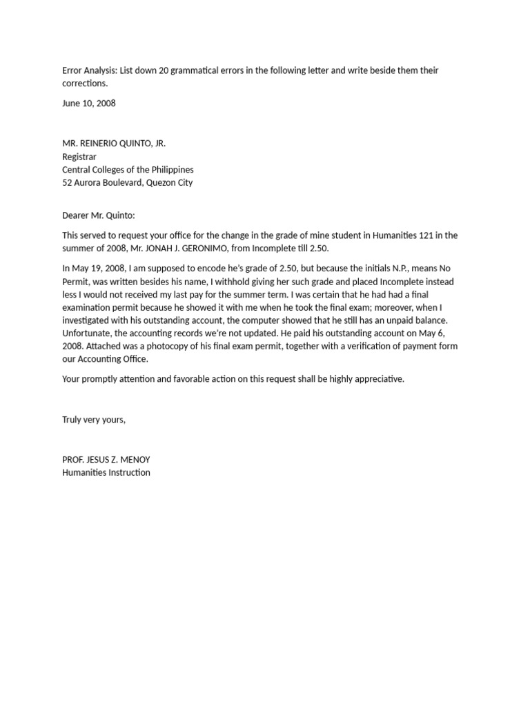 Business English Error Analysis | PDF