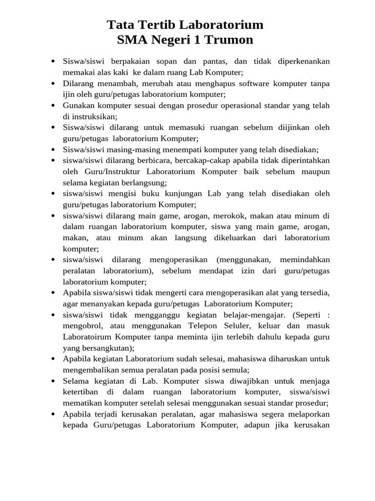 Tata Tertib Lab. Komputer | PDF