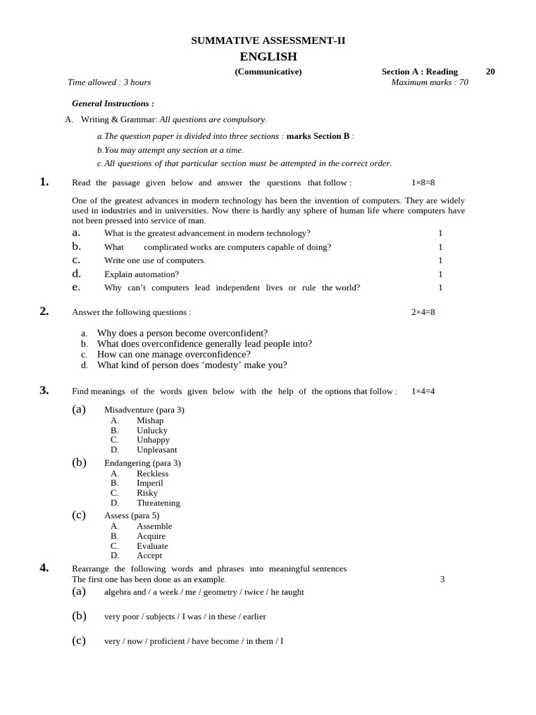 10 English Communicative CBSE Exam Papers 2016 Delhi Set 1 | PDF ...