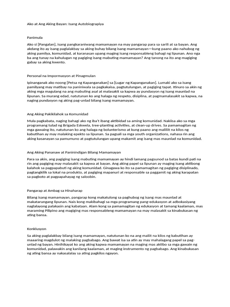Ako at Ang Aking Bayan | PDF