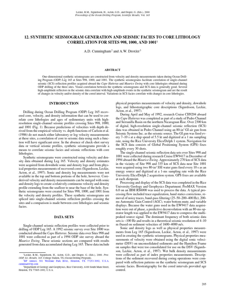 Synthetic Seismogram Generation and Seis | PDF | Reflection Seismology ...