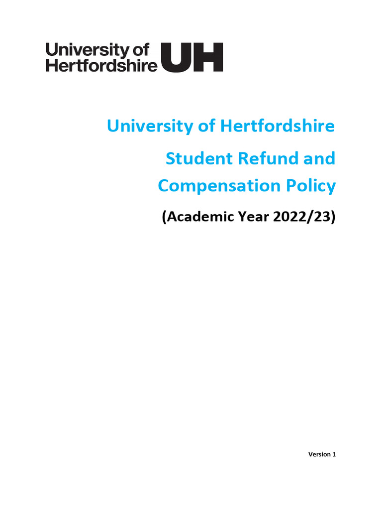 Student Refund Compensation Policy 2022.23 v1 | PDF | Fee ...