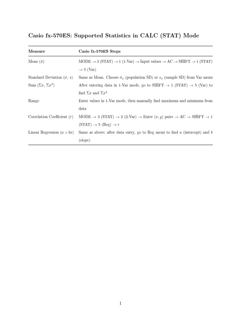 Casio fx-570ES Statistics Guide | PDF
