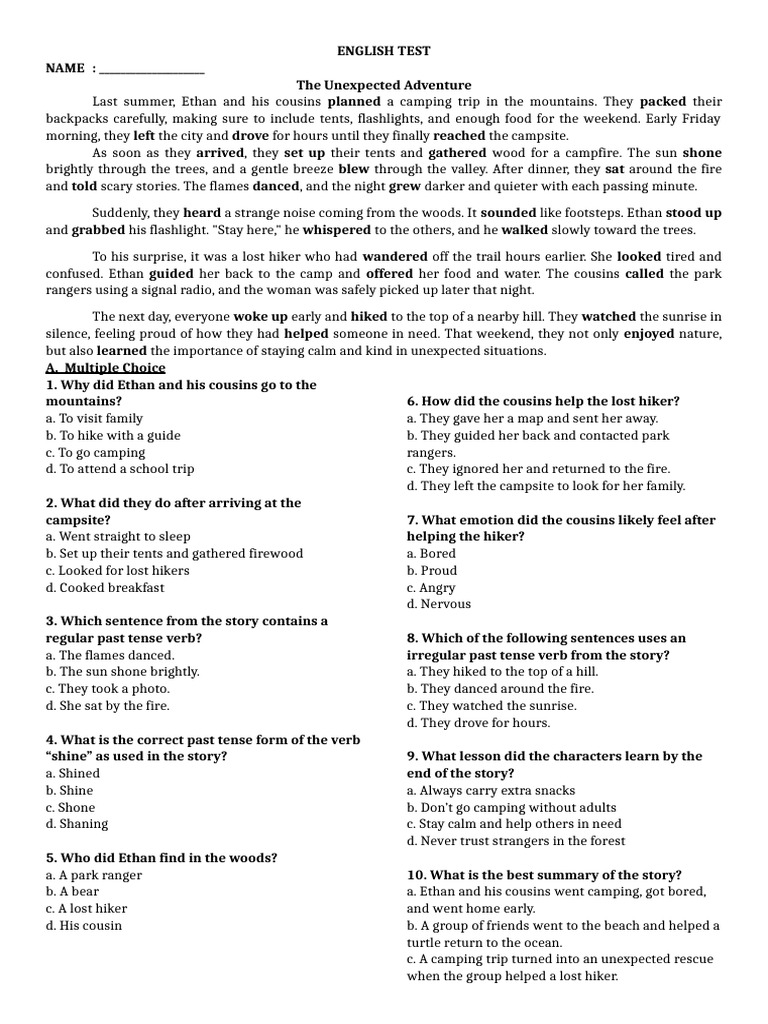 English Test Course | PDF | Hiking