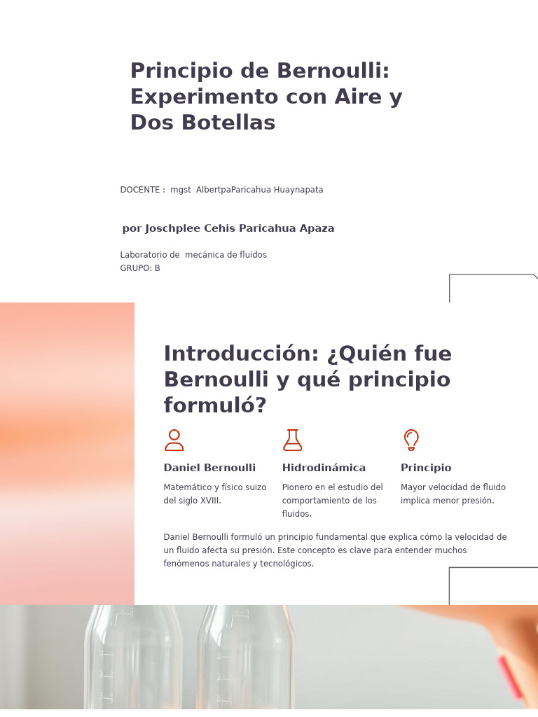 Experimento del Principio de Bernoulli | PDF | Experimentar | Física ...