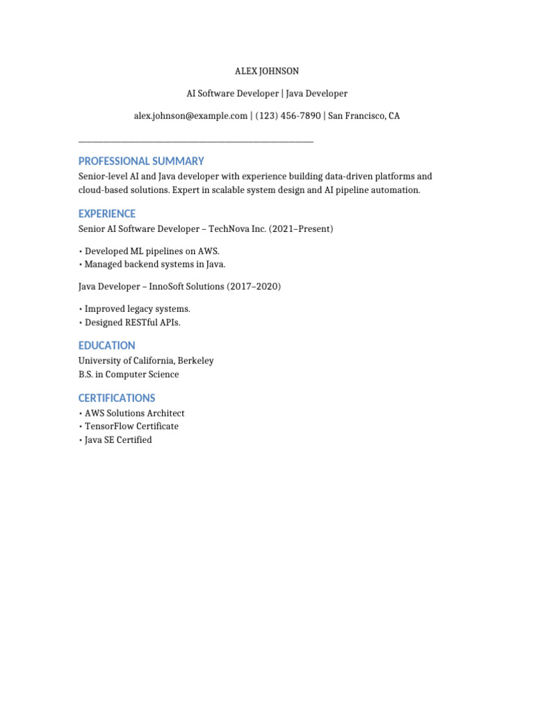 Alex Johnson Resume 3 Executive Style | PDF