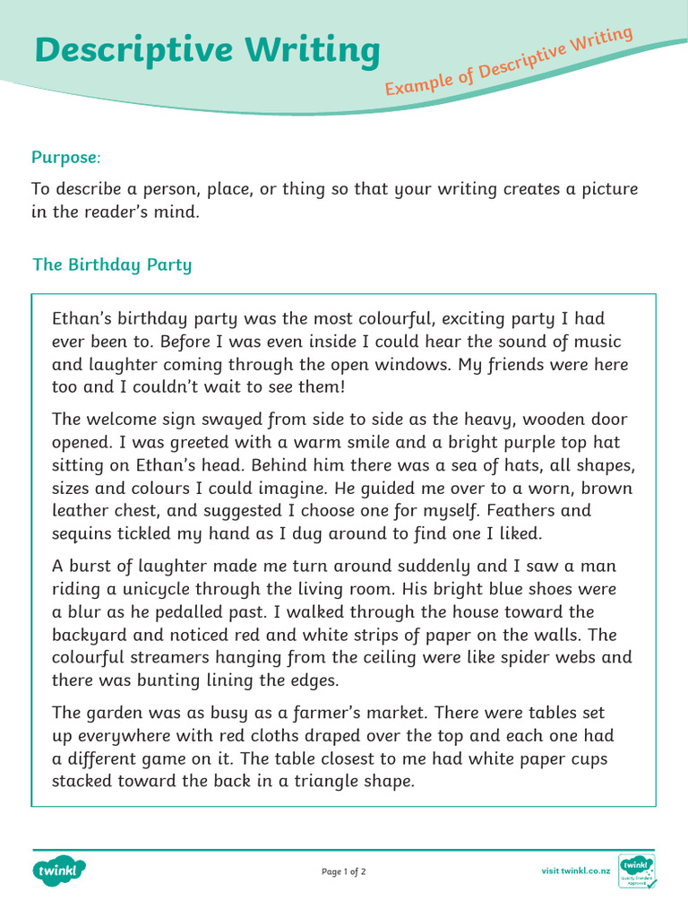 Descriptive Writing Exemplar Ver 1 | PDF | Clothing | Fashion