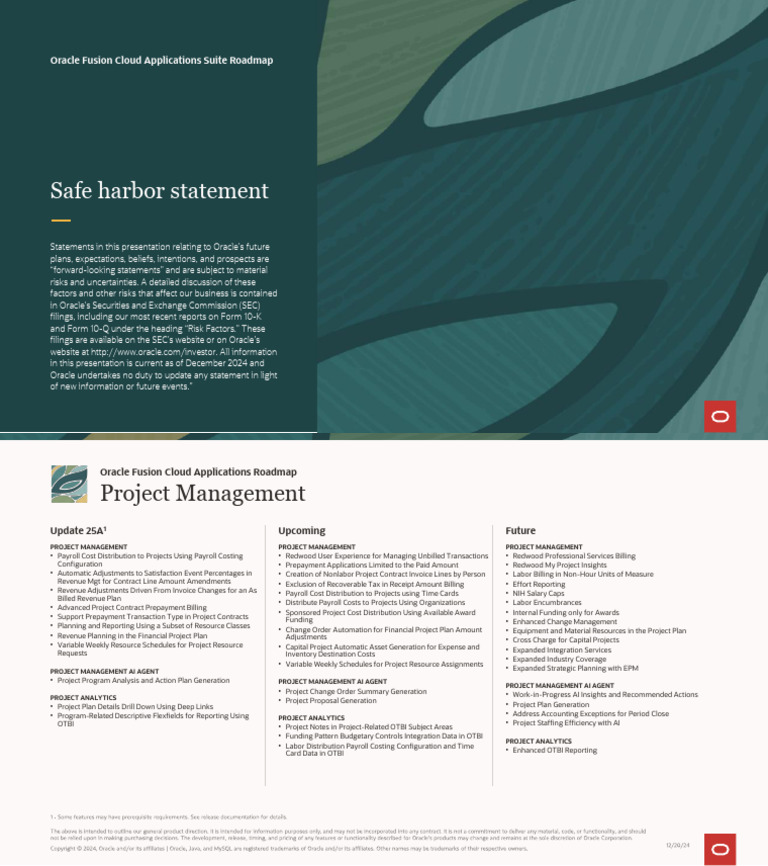 Oracle Fusion 25A Release Overview | PDF | Analytics | Oracle Corporation