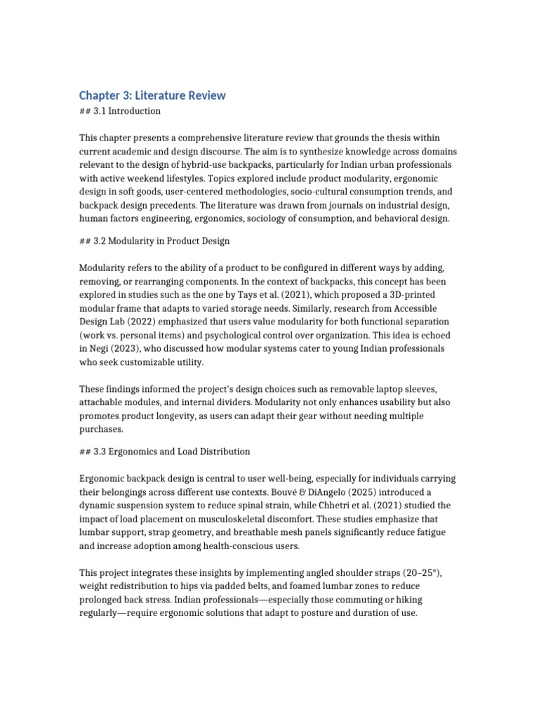 Chapter 3 Literature Review Expanded | PDF | Modularity | Backpack