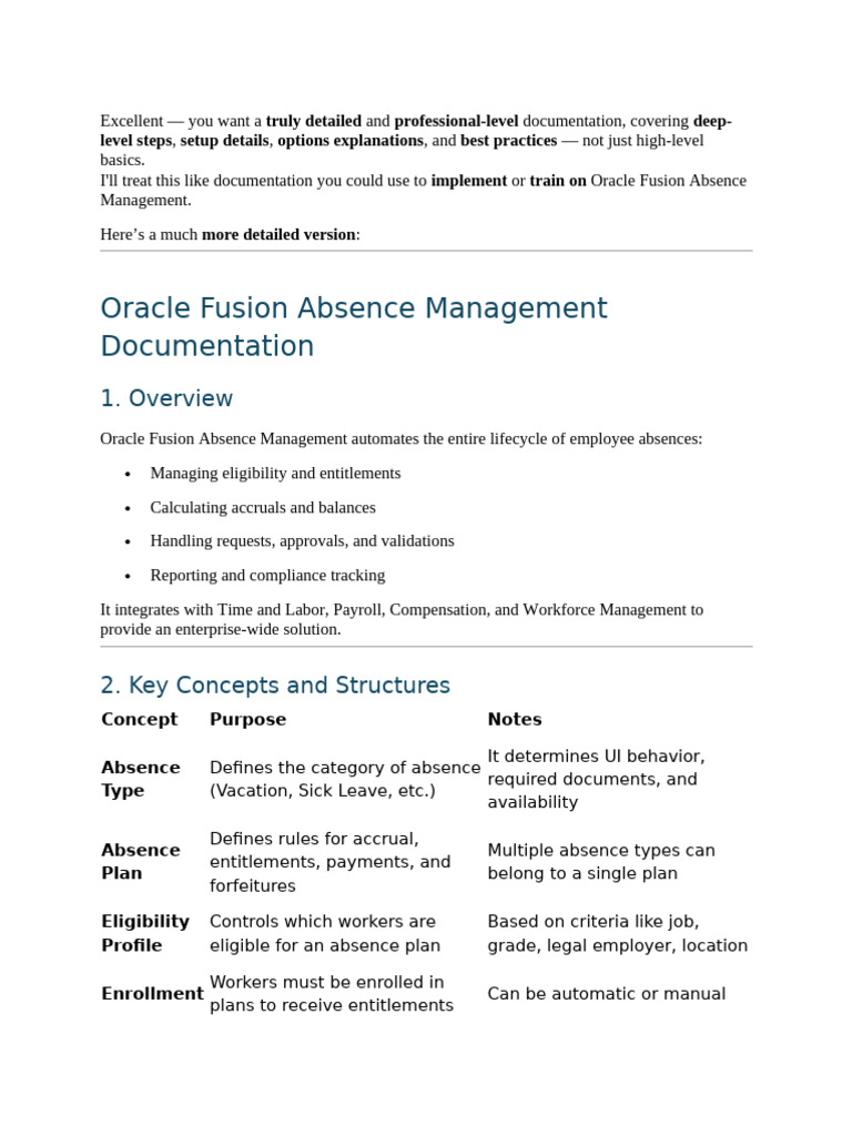 Absence Management Documentation | PDF | Employment | Business