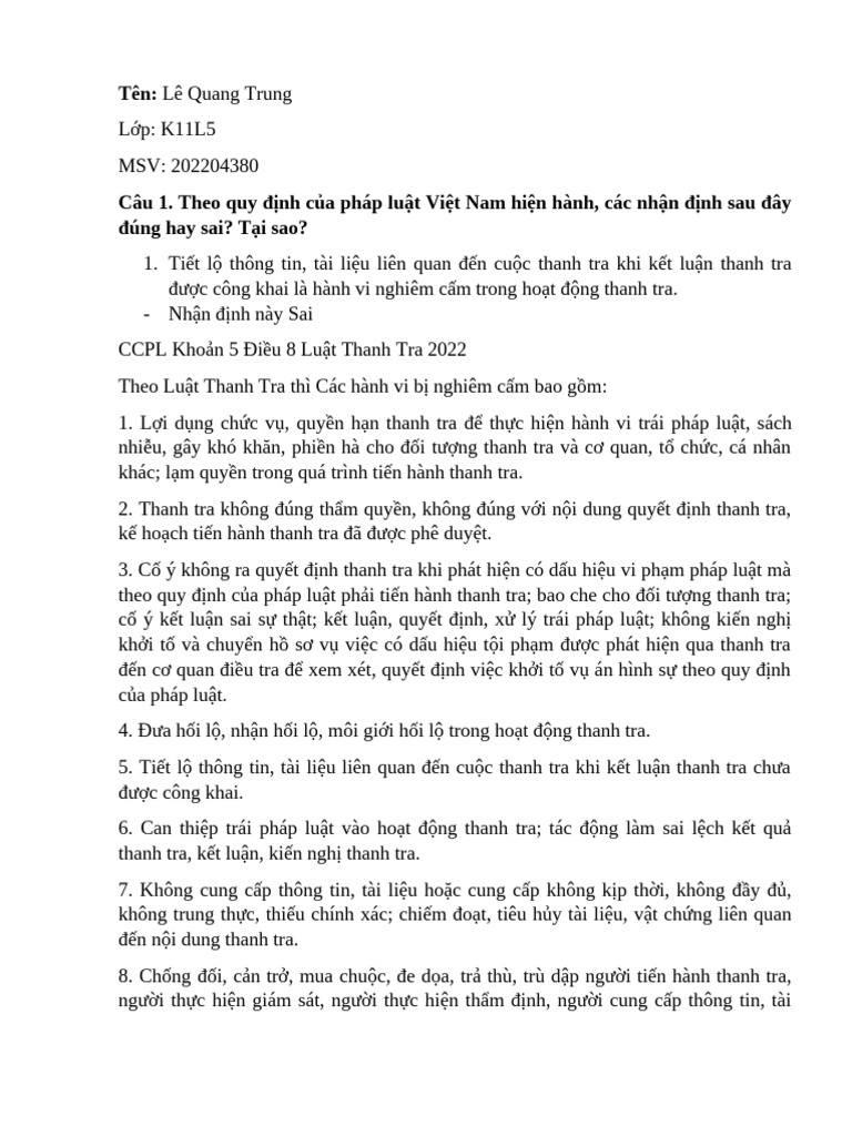 Bài LTT Le Quang Trung k11l5 | PDF