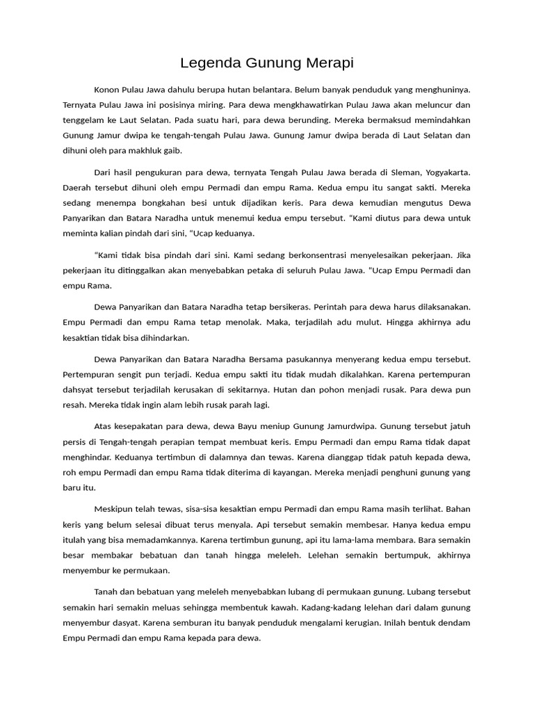 Legenda Gunung Merapi Fiks | PDF
