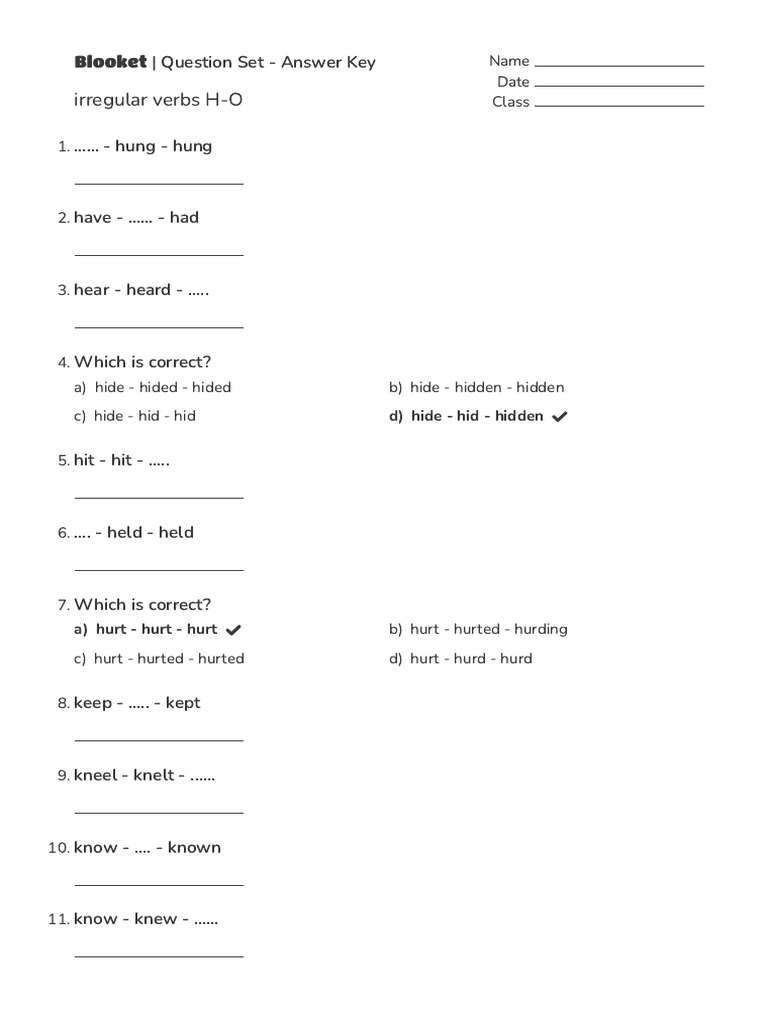 Irregular Verbs H-O - Blooket ANSWER | PDF | Chess Theory | Chess