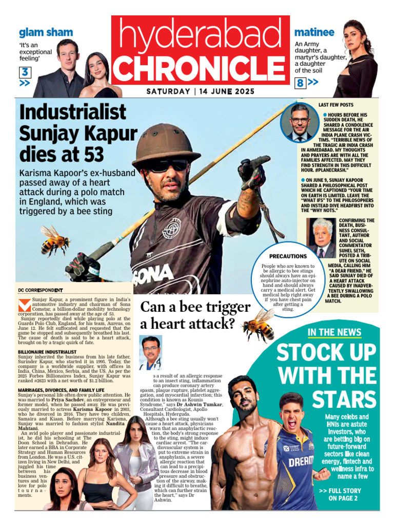 Deccan Chronicle Hyderabad Tabloid 2025-06-14 | PDF | Myocardial Infarction