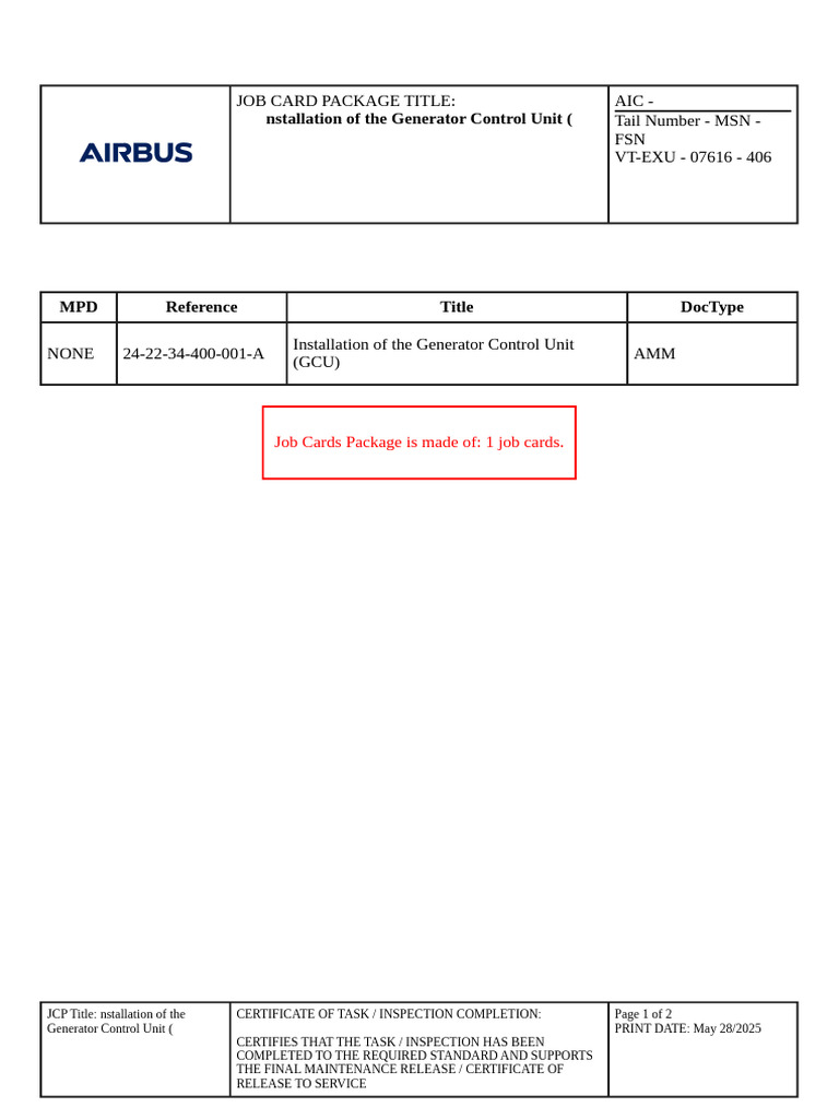 GCU Installation for A320 Aircraft | PDF | Airbus | Aircraft