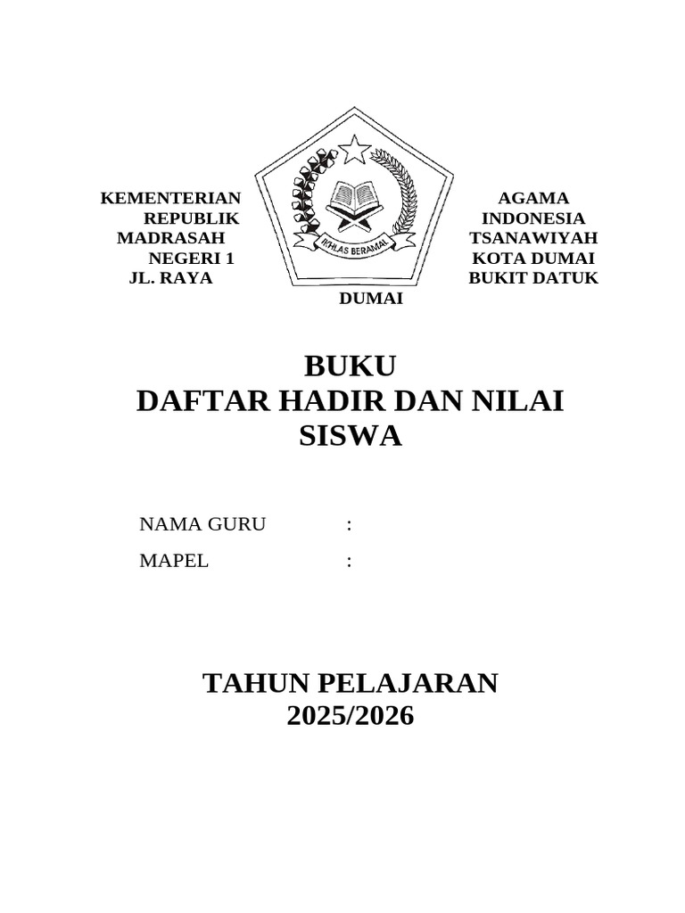 Cover Buku Daftar Hadir dan Nilai Siswa | PDF