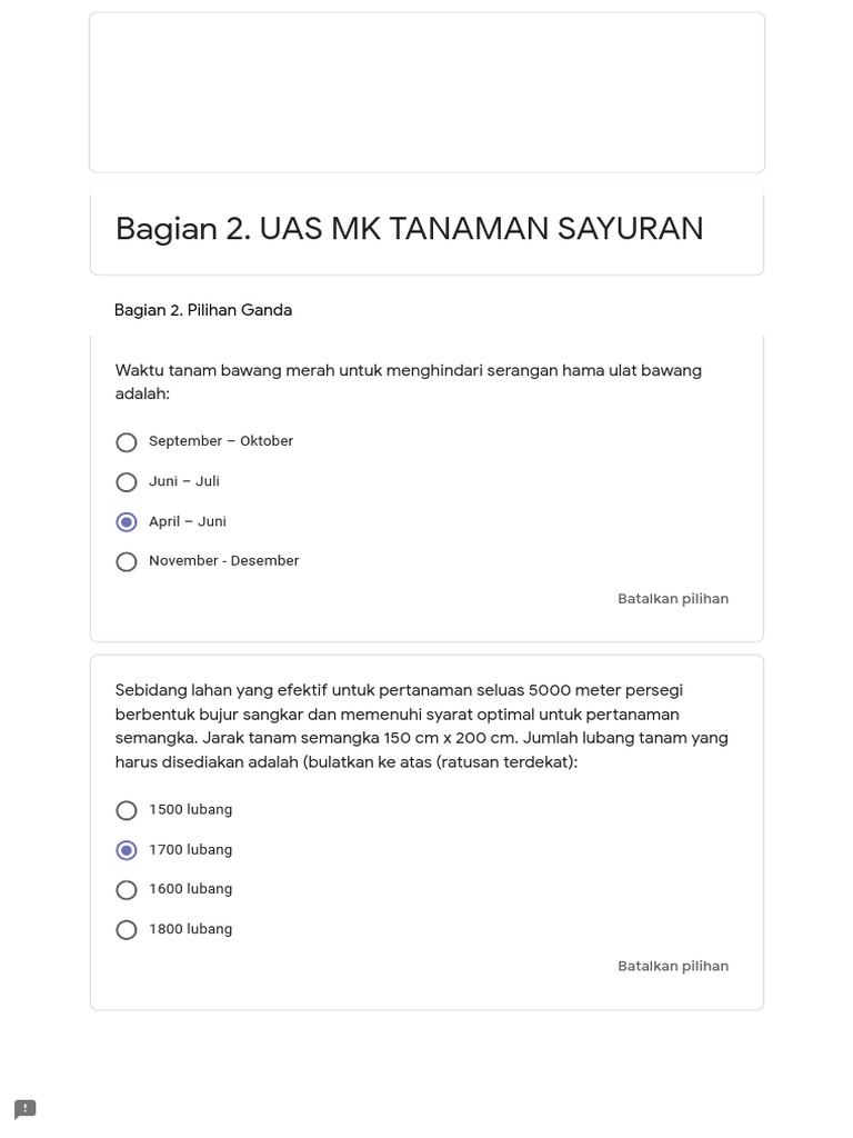 Bagian 2. Uas MK Tanaman Sayuran | PDF