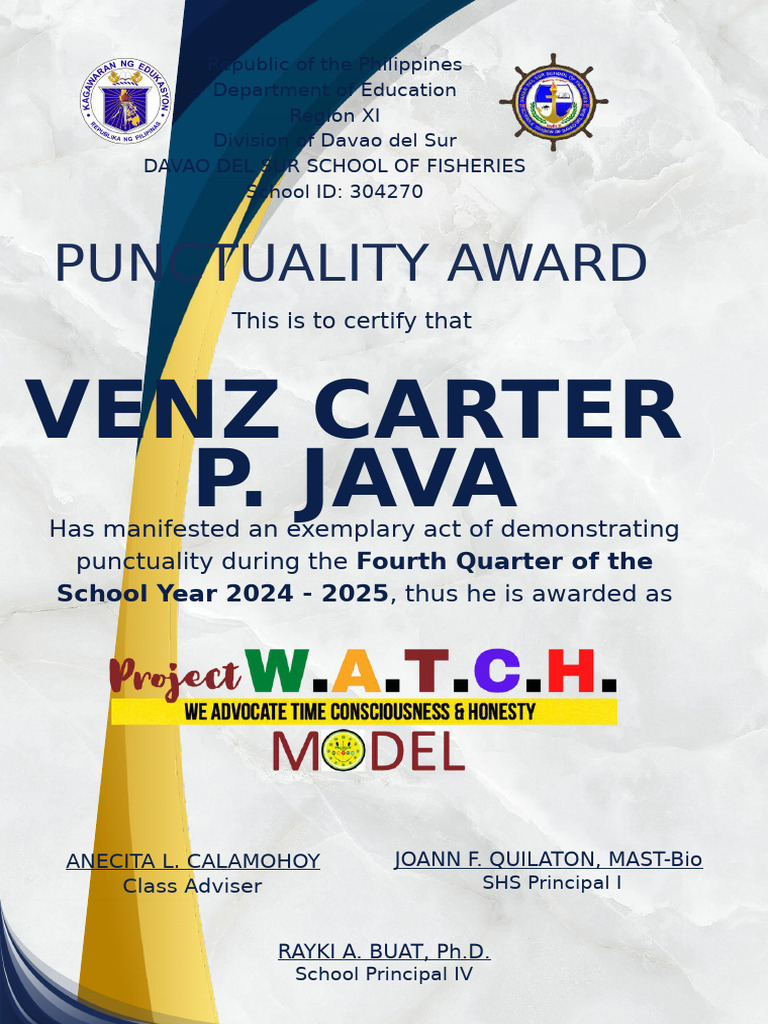 Punctuality Award Cert | PDF