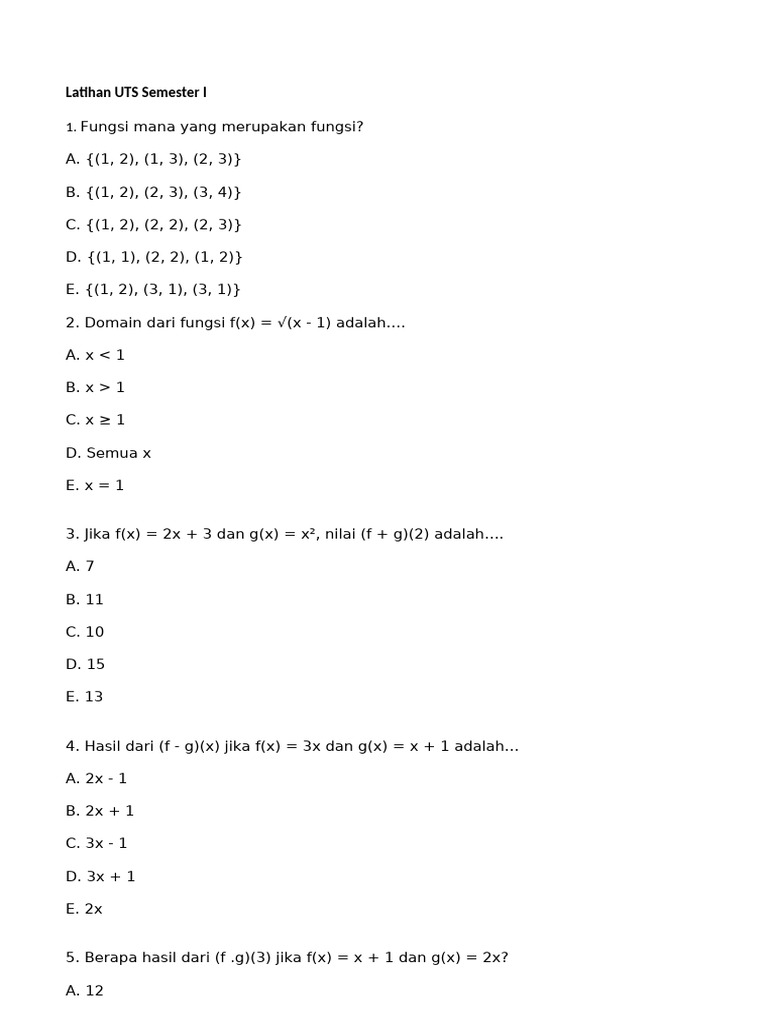 Soal UTS Matematika Kelas XI A | PDF