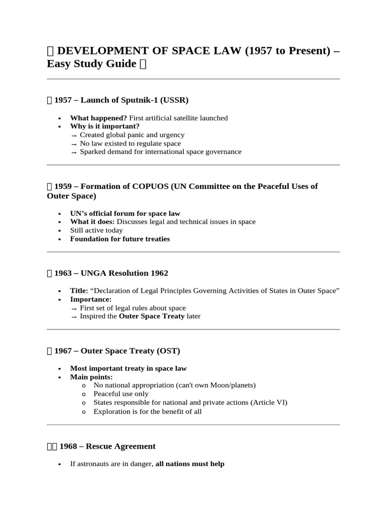 Space Law Evolution: 1957-Present Guide | PDF | Outer Space | Nasa