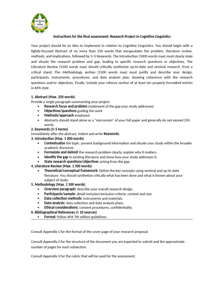 Instructions For Research Proposal | PDF | Methodology | Linguistics