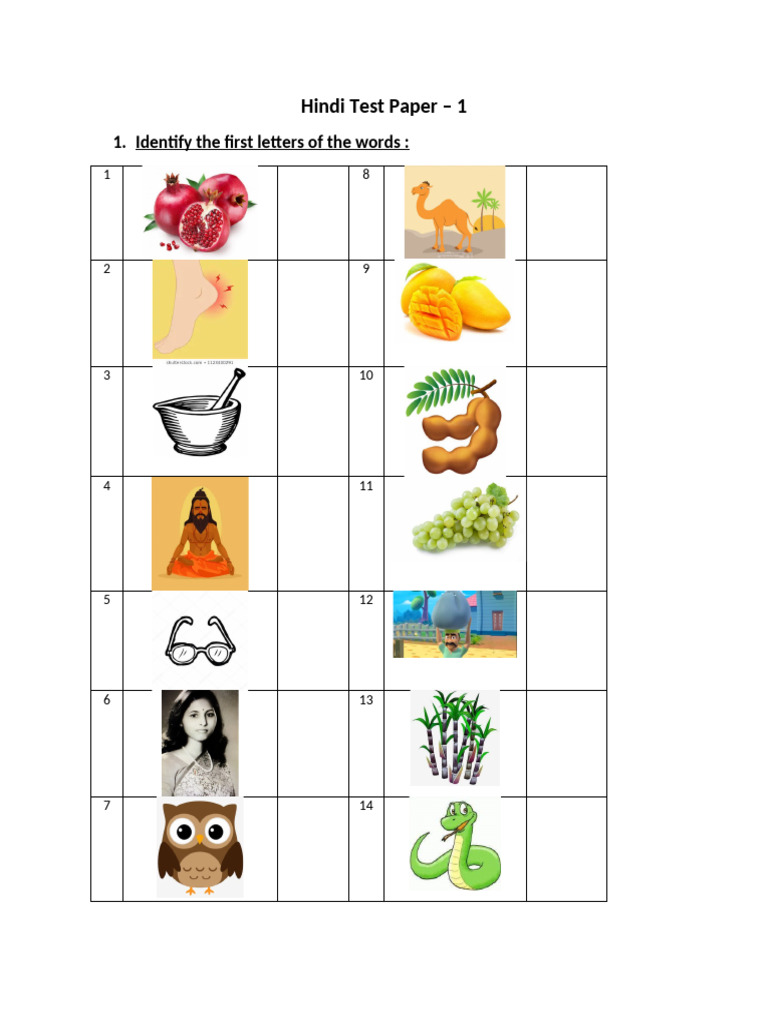 Hindi Test Paper_1 | PDF