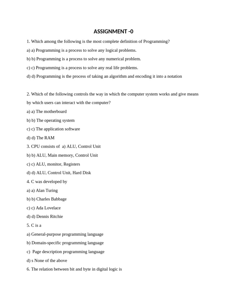 Assignment 0 (PPS) | PDF