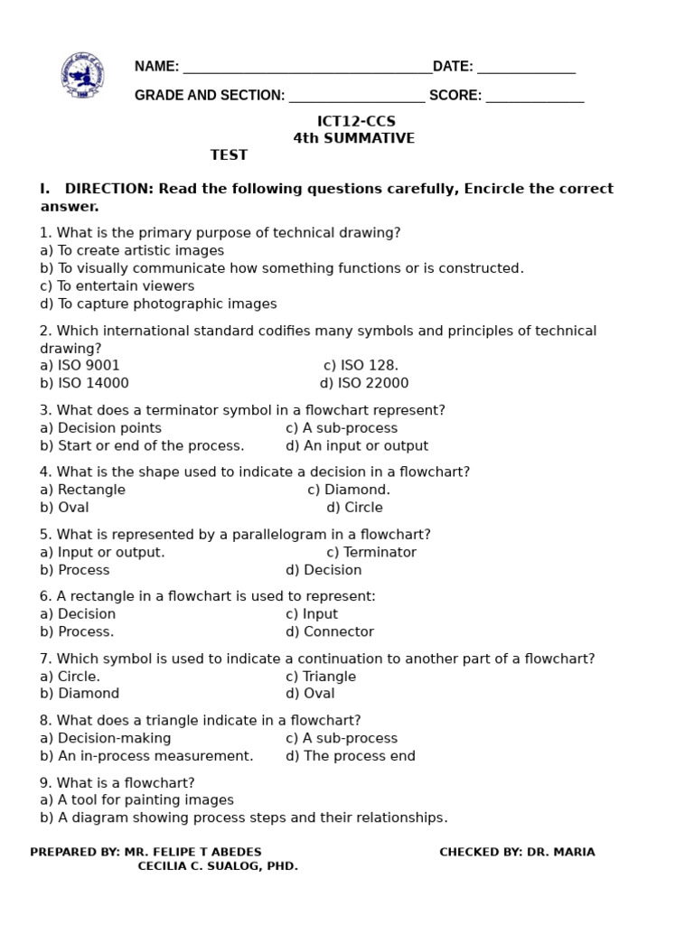 4th Monthly Exam - Ict12 Ccs T.felip | PDF | Technical Drawing