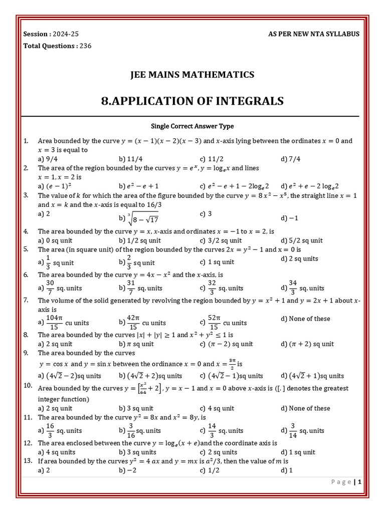Application of Integrals | PDF | Area | Mathematical Analysis