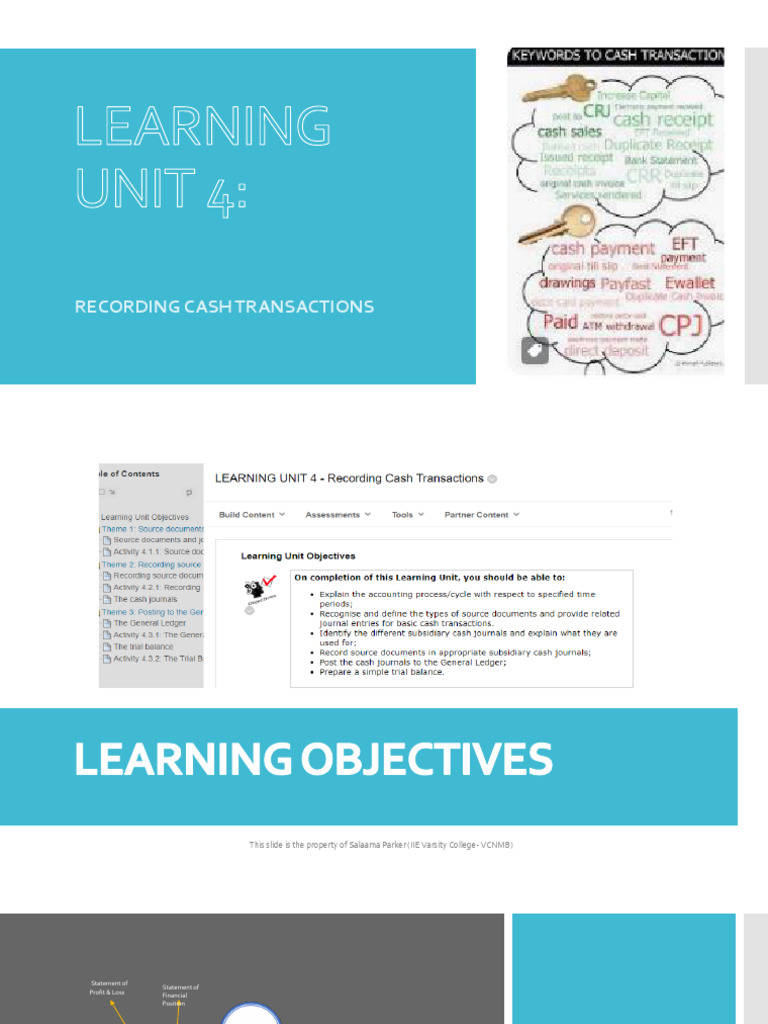 Learning Unit 4 - Overview | PDF | Receipt | Cash