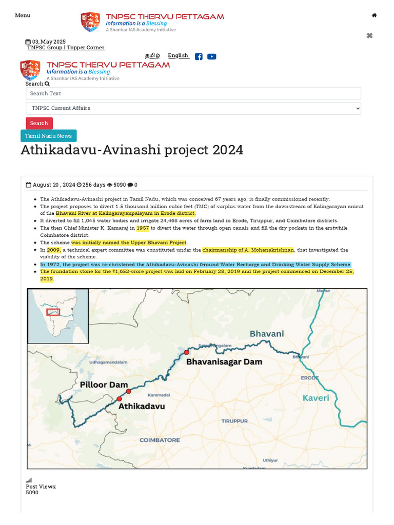 Athikadavu-Avinashi Project Update | PDF | Tamil Nadu | Hydraulic ...