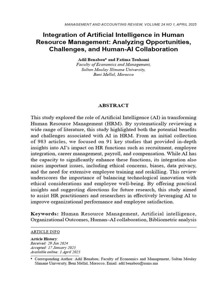 Integration of Artificial Intelligence in HRM_ Analyzing Opportunities, Challenges and Human AI ...