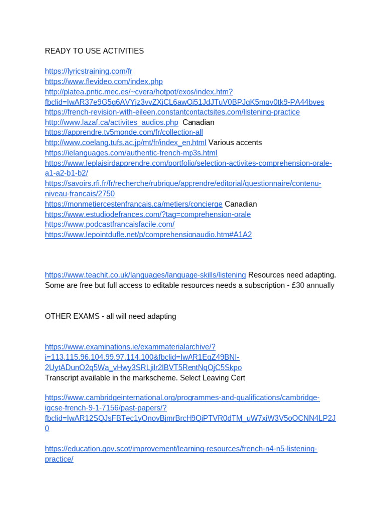 French Listening Resources and Activities | PDF