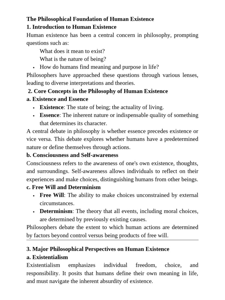 Foundations of Human Existence Philosophy | PDF | Knowledge | Epistemology