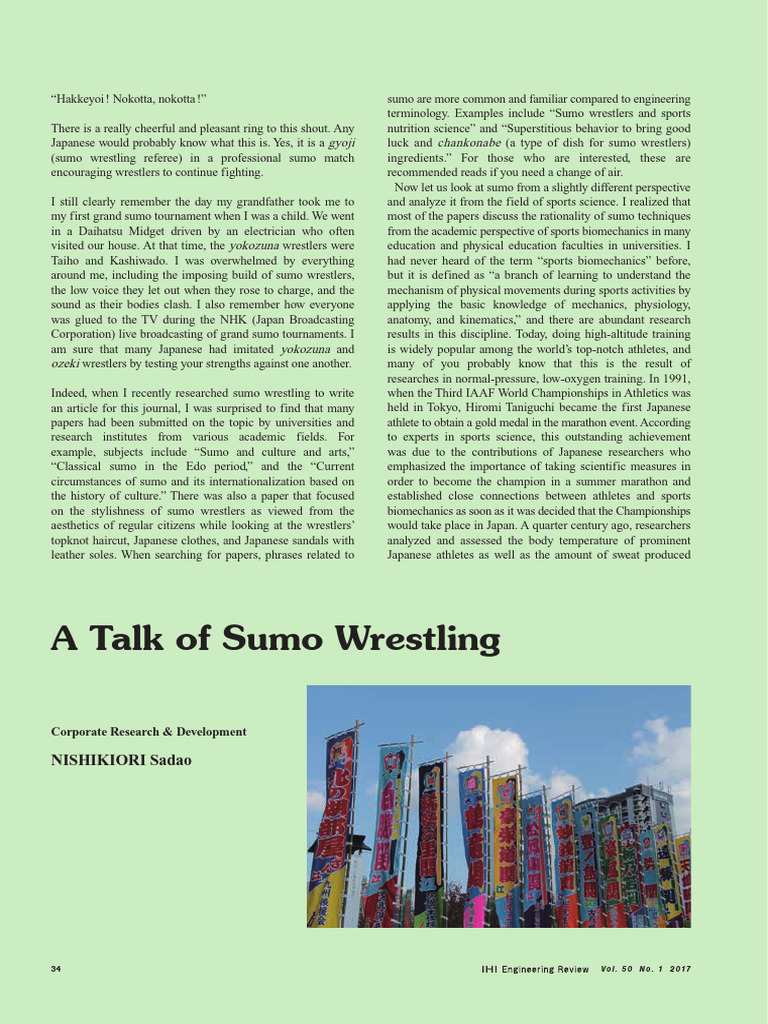 A Talk of Sumo Wrestling: Nishikiori Sadao | PDF