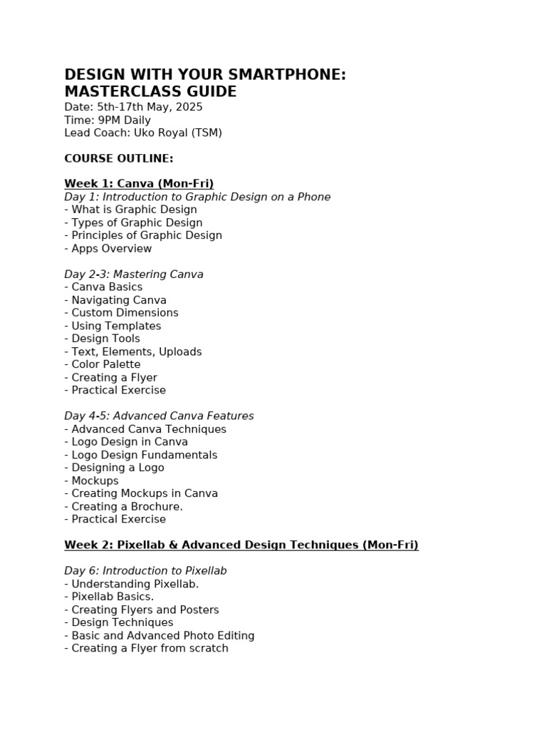 DWS MASTERCLASS COURSE OUTLINE | PDF