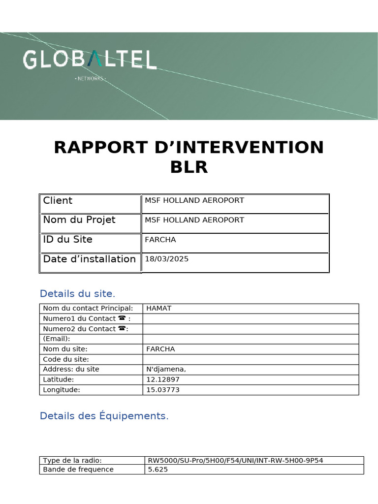 Rapport d'installation MSF Farcha | PDF