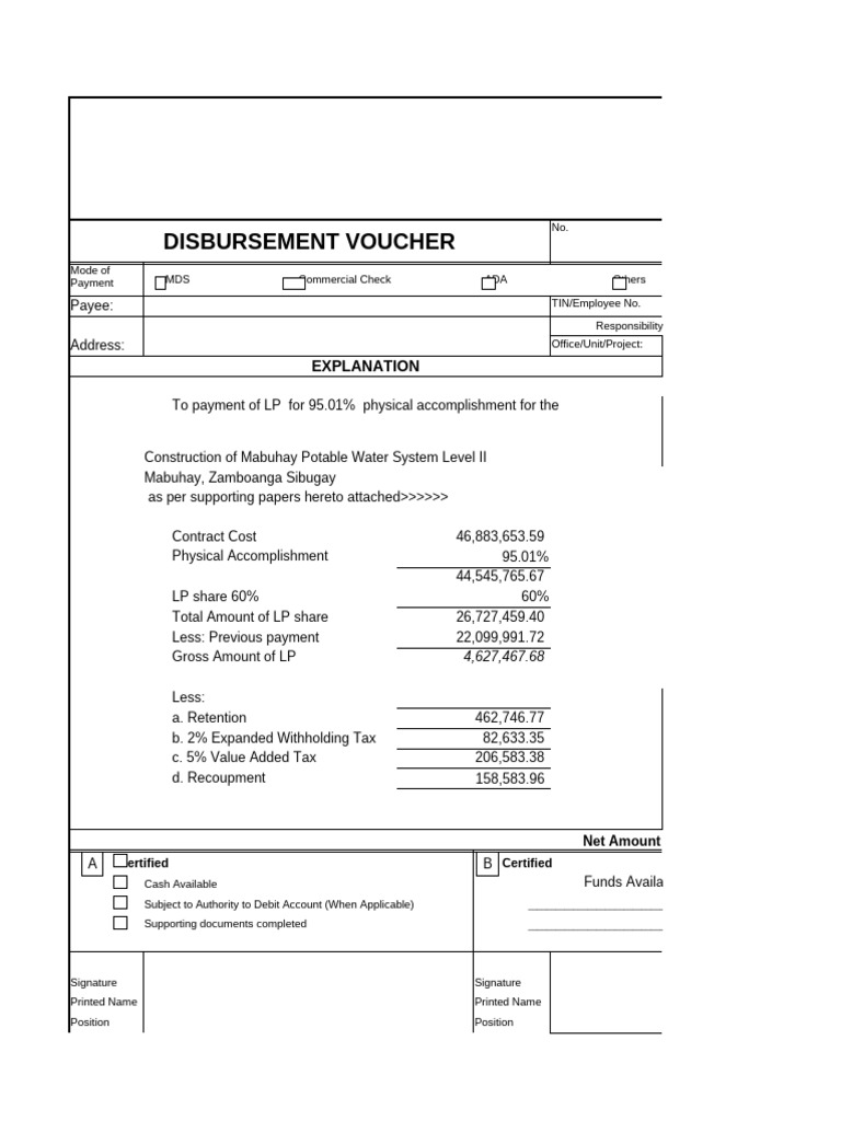 Mabuhay Draft Voucher 95.01 | PDF | Cheque | Payments